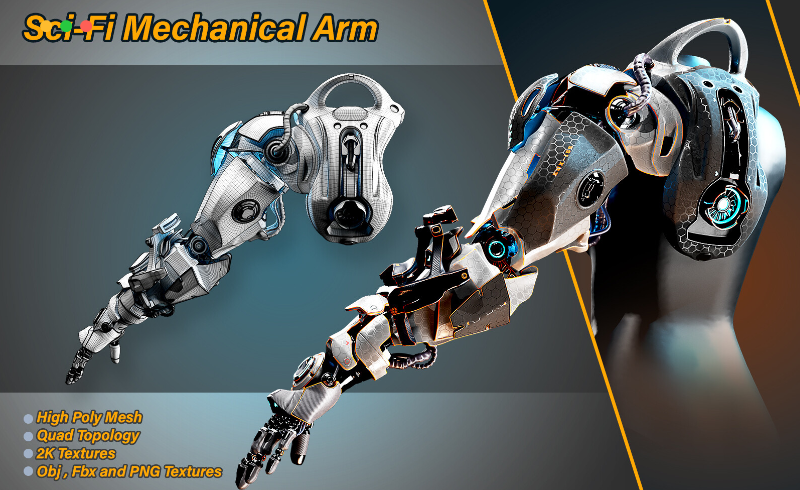 模型资产 – 科幻机械手臂 Sci-Fi Mechanical Arm _ CGalpha