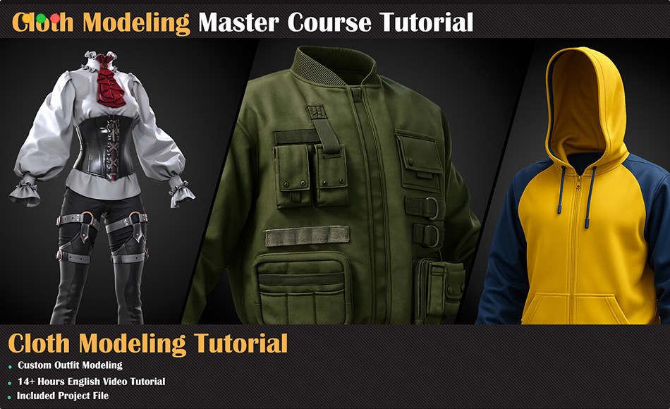 【中文字幕】MD教程 – 服装布料创建全流程教程 Cloth Modeling Master Course Tutorial_CGalpha